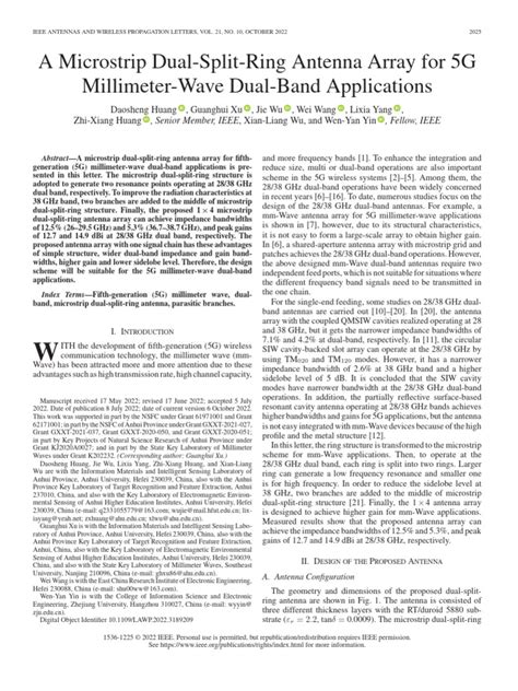 A Microstrip Dual Split Ring Antenna Array For 5g Millimeter Wave Dual Band Applications Pdf