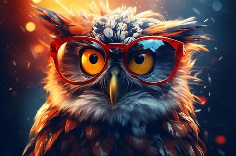 Premium Ai Image Owl With Glasses