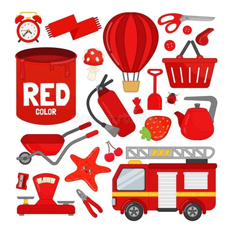 Objetos Del Color Rojo Stock De Ilustración Ilustración De Alineada