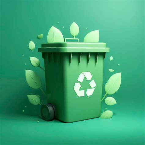 Premium AI Image Green Plastic Recycle Bin Eco Banner With Copy Space Isolated On Green