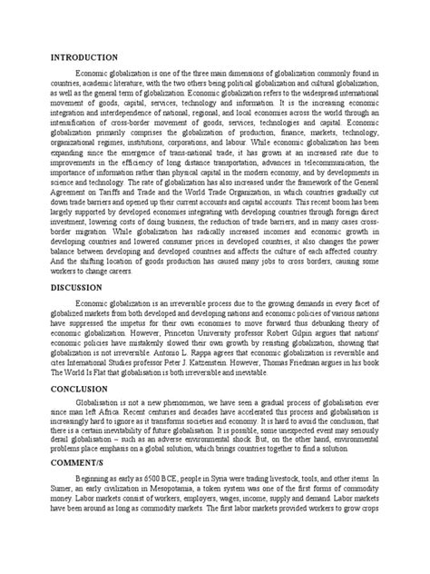 Economic Globalization Is Irreversable Pdf Economic Globalization