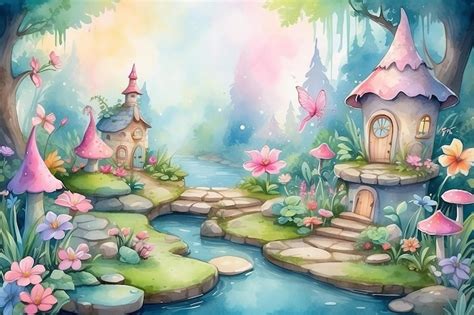 Premium Photo Cartoon Background With Pastel Watercolor Hues