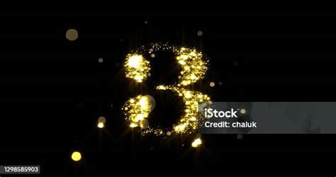 세 번 반짝이 골드 검은 배경에 글리스터 빛과 반짝이는 불꽃황금 빛나는 숫자 3 3에 대한 스톡 벡터 아트 및 기타 이미지 3 검은색 광학 작용 Istock