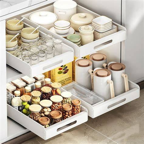Pull Out Cabinet Organizer Expandable Heavy Duty Slide Out Drawers