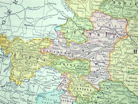 1888 Antique Map Of Austria Antique Austria Map Austria Etsy