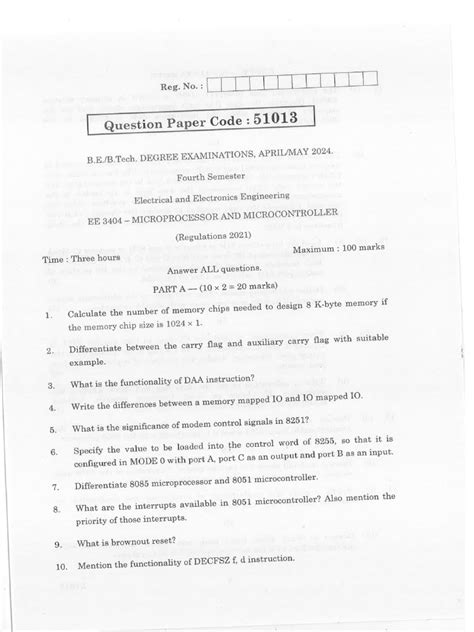 Poriyaan Microprocessor And Microcontroller Ee3404 2021 Regulation