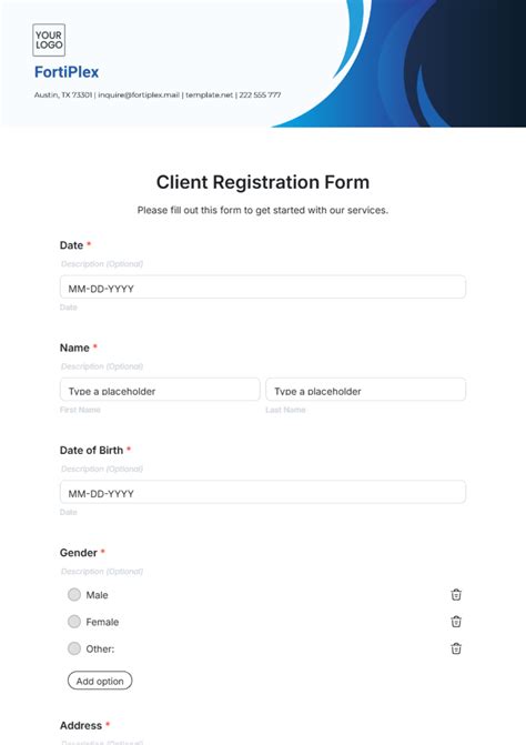 Free Client Contact Form Template To Edit Online