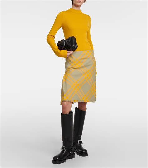 Check Wool Blend Kilt In Yellow Burberry Mytheresa