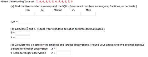 Solved Given The Following Data Set Chegg Com