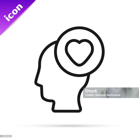 흰색 배경에 고립 된 심장 아이콘과 검은 줄 인간의 머리 인간의 머리와 사랑 개념 벡터 Mental Wellbeing에 대한 스톡 벡터 아트 및 기타 이미지 Mental