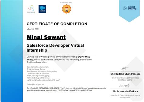 Minal Sawant On Linkedin Smartinternz Salesforce Skilledonsalesforce Thesmartbridge Aicte…