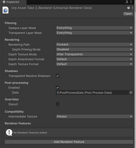 Urp Renderer Asset Missing Opaque Checkbox Next To Intermediate In Unity 61 Unity Engine