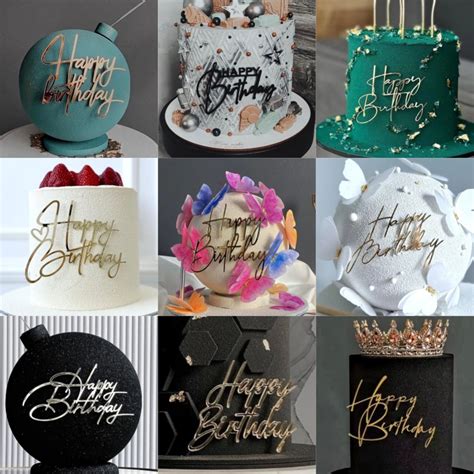 10 Pieces Acrylic Happy Birthday Cake Topper Cursive Font Happy