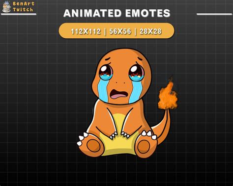 Animated Twitch Emote Pokemon Fire Dinosaur Crying Cute Dinosaur