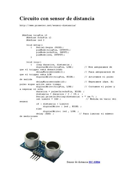 Circuito Con Sensor De Distancia Para Arduino Con Esquema Pdf