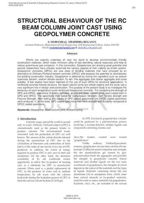 Pdf Structural Behaviour Of The Rc Beam Column Joint On