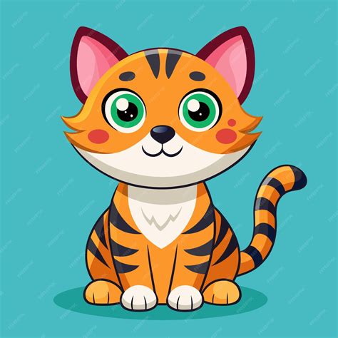 Adorable Cute Cartoon Orange Cat Vector Illustration Premium Ai