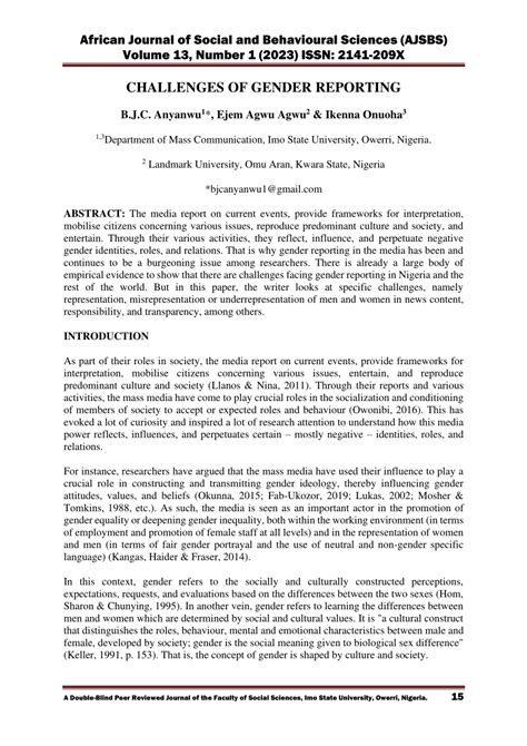 Pdf Challenges Of Gender Reporting