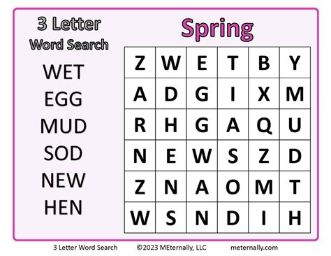 3 Letter Word Search Puzzle Collection Meternally