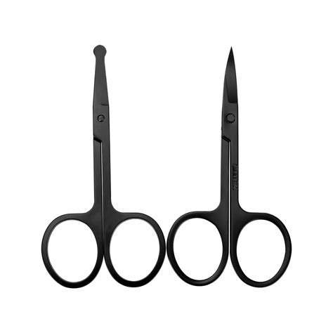 검은 눈썹 및 코 털 가위 2 개 얼굴 털 손질 세트 수염 눈썹 속눈썹 Aliexpress
