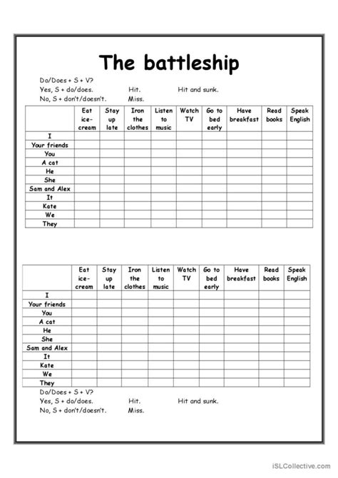 Present Simple The Battleship English Esl Worksheets Pdf And Doc