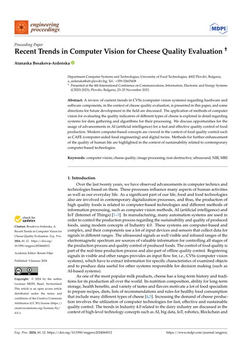 Pdf Recent Trends In Computer Vision For Cheese Quality Evaluation