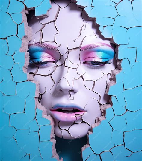 Premium Ai Image Woman Face Emerging From The Wall And Bricks Canvas