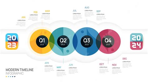 비즈니스 현대 타임라인 다이어그램 달력 및 4분기 주제를 위한 인포그래픽 2023 템플릿 벡터 인포그래픽 흐름 차트 프레젠테이션 웹 사이트에 사용할 수 있습니다 프리미엄 벡터