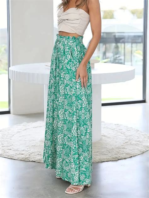 Floral Print Drawstring Palazzo Pants Boho Vacation Elastic Temu