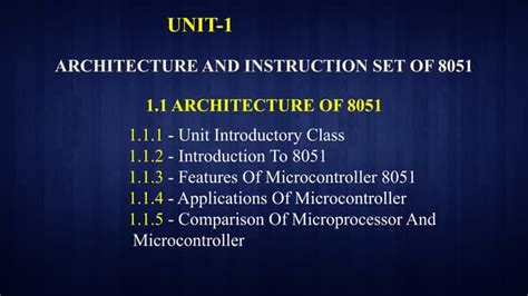Architecture And Instruction Set Of 8051pptx