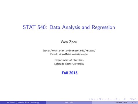 STAT 540 Data Analysis And Regression