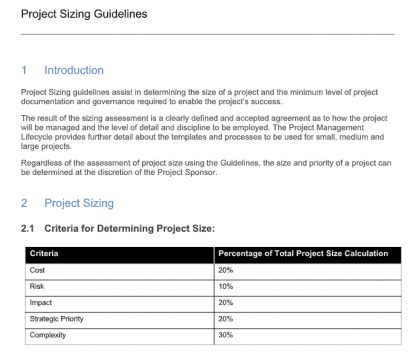 Guidelines For Project Sizing GRCReady