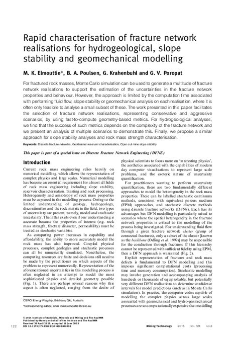 pdf rapid characterisation of fracture network realisations for