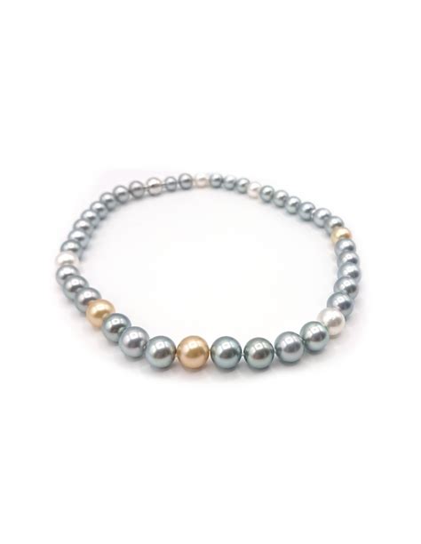 Collana Mikimoto Con Perle Multicolor E Oro Bianco