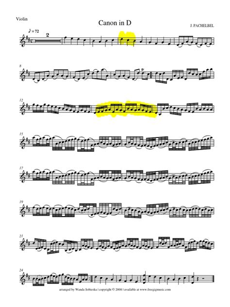 Canon In D Violin Pdf Pachelbels Canon Musical Compositions