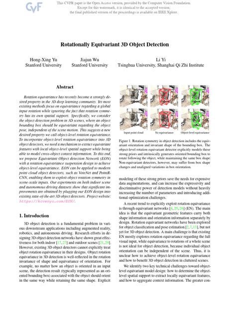 Yu Rotationally Equivariant 3d Object Detection Cvpr 2022 Paper Pdf