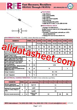 FR G Marking FR G Datasheet PDF RFE International