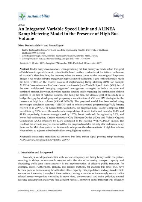 Pdf An Integrated Variable Speed Limit And Alinea Ramp Metering Model
