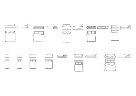Bedroom Furniture Dwg Cad Blocks In Plan And Elevation 75 Pieces