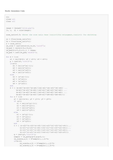 bicubic interpolation codes pdf