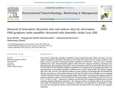 Removal Of Hexavalent Chromium Ions And Mixture Dyes By Electrospun Pangraphene Oxide Nanofiber