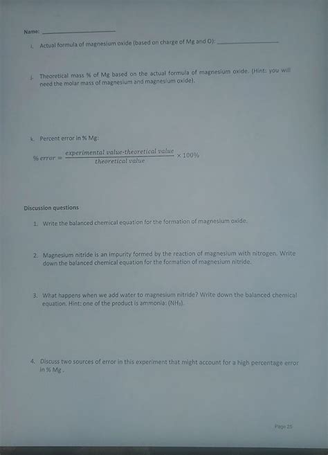 Solved Name Data Table Table Mass Data For Magnesium Chegg