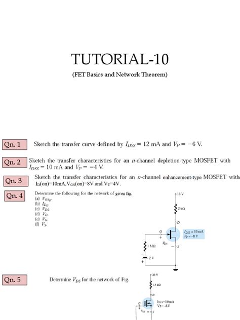 Tutorial 10 Fet Basics And Network Theorem Questions Pdf