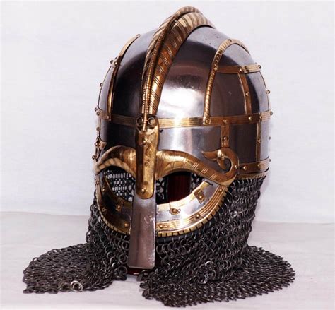Medieval Viking Riveted Chain Mail Helmet Brass Helmet Larp Etsy