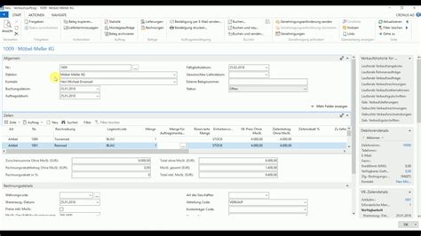 Einblick In Das ERP System Microsoft Dynamics NAV Verkaufsauftrag YouTube