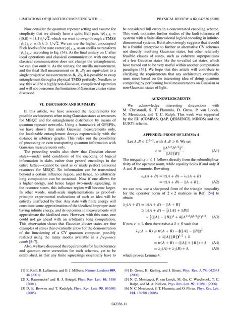 pdf limitations of quantum computing with gaussian cluster states