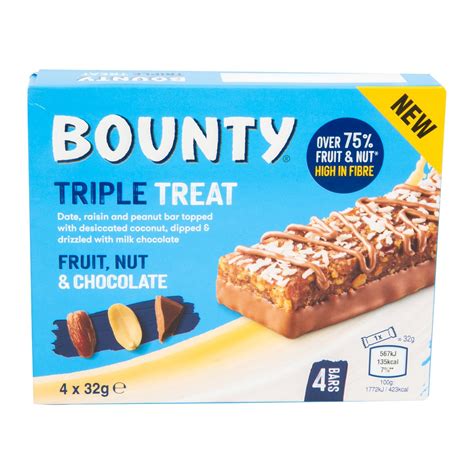 Bounty Triple Treat Fruit Nut And Chocolate 4 X 32 G Online At Best Price