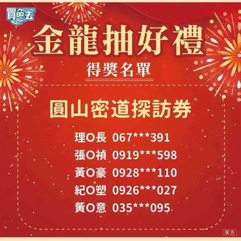 再次恭喜以上中獎者