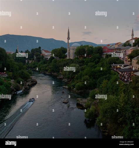 Hillside Old Town By River Neretva With The Koski Mehmed Pasha Mosque