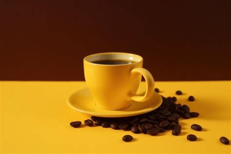 Premium Ai Image Coffee Yellow Cup Cafe Espresso Generate Ai